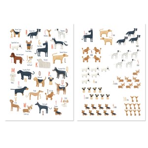 ABC and Numbers Set Dog Breeds Wall Art, Dalmatian, Border Collie, Dog ...
