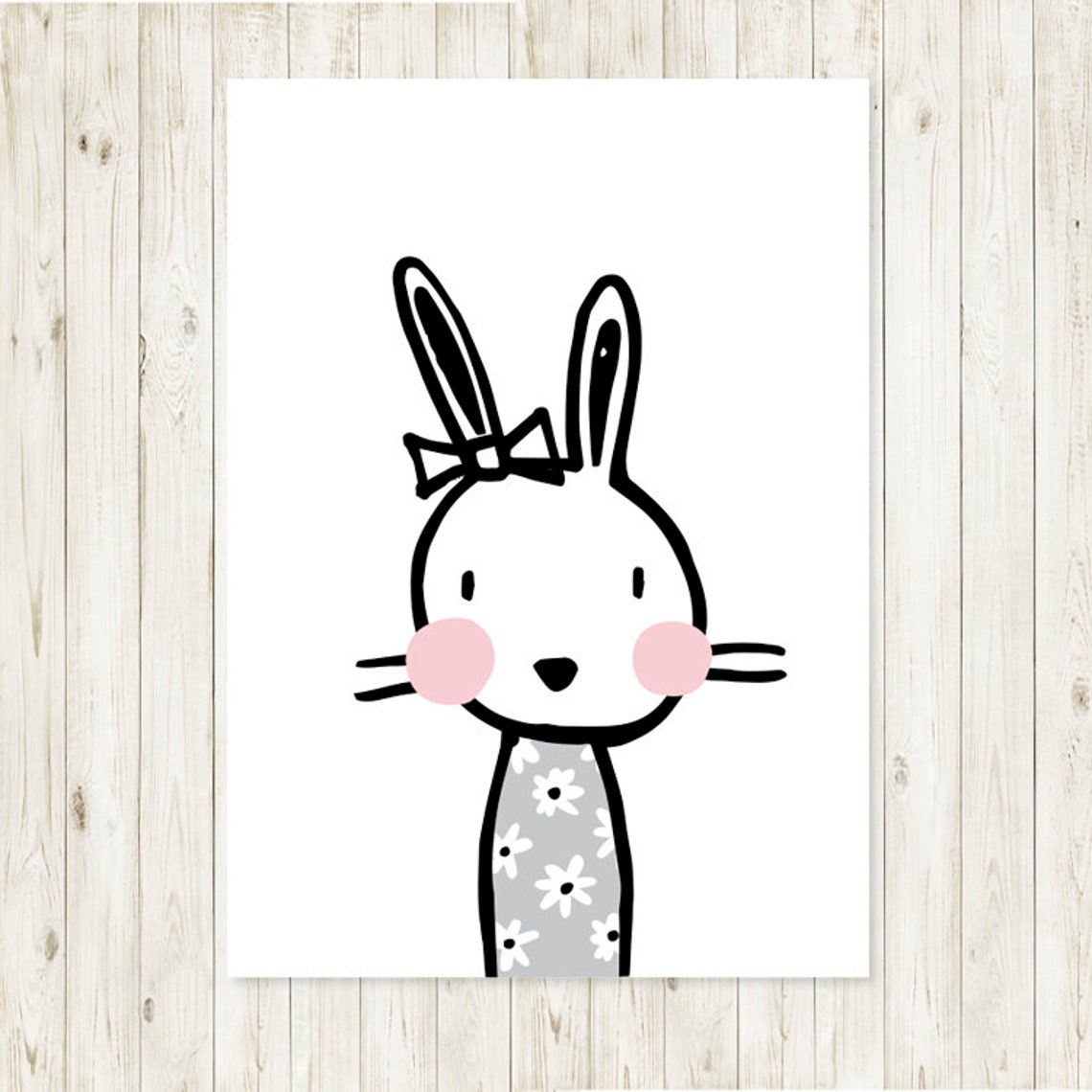 Rabbit Nursery Art Scandinavian Wall Art Nordic Poster | Etsy