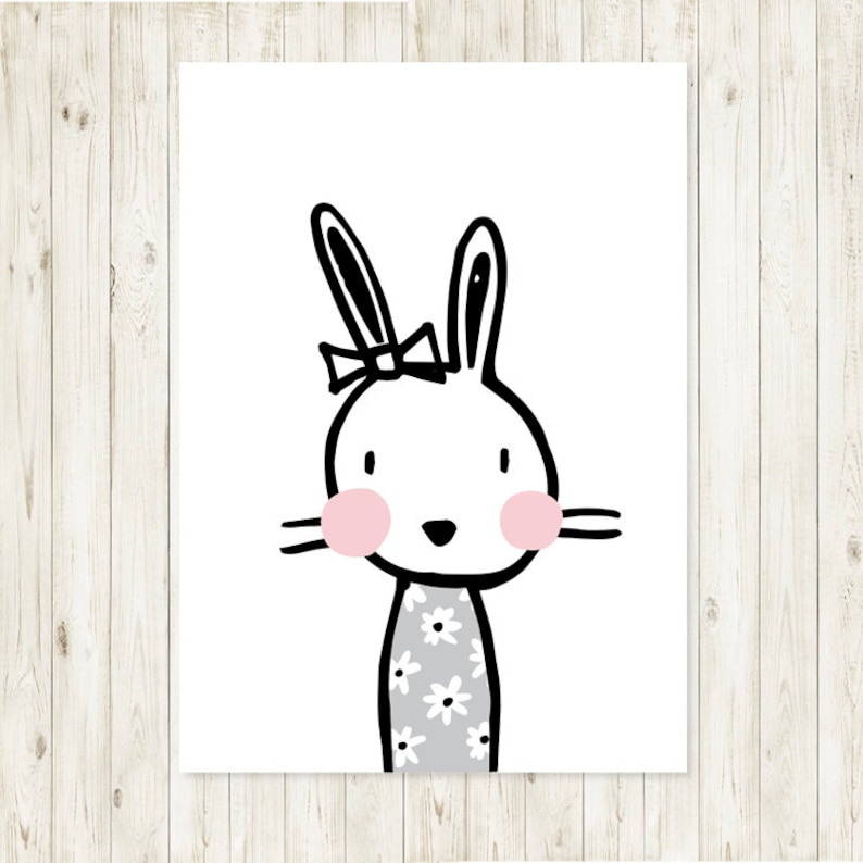 Rabbit Nursery Art Scandinavian Wall Art Nordic Poster - Etsy