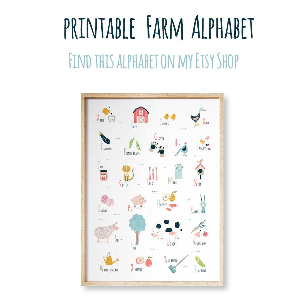 Farm Alphabet Cards Educational Alphabet Flash Cards | Etsy