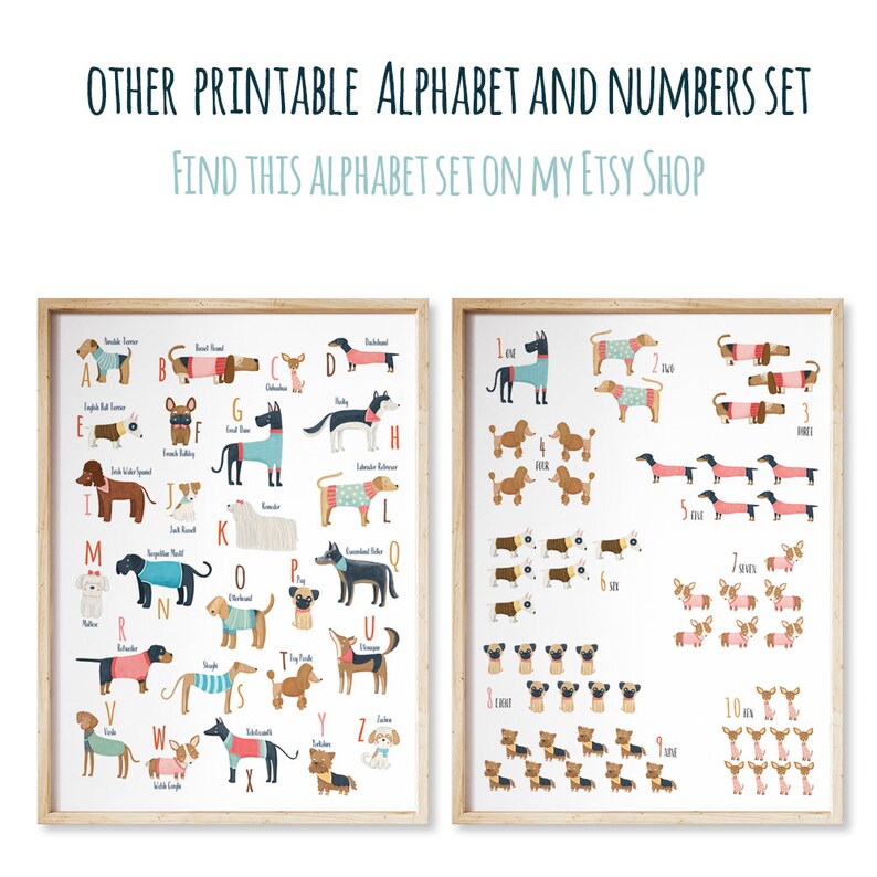 Printable Set ABC and Numbers Dogs Breeds Dogs Alphabet for a - Etsy Canada