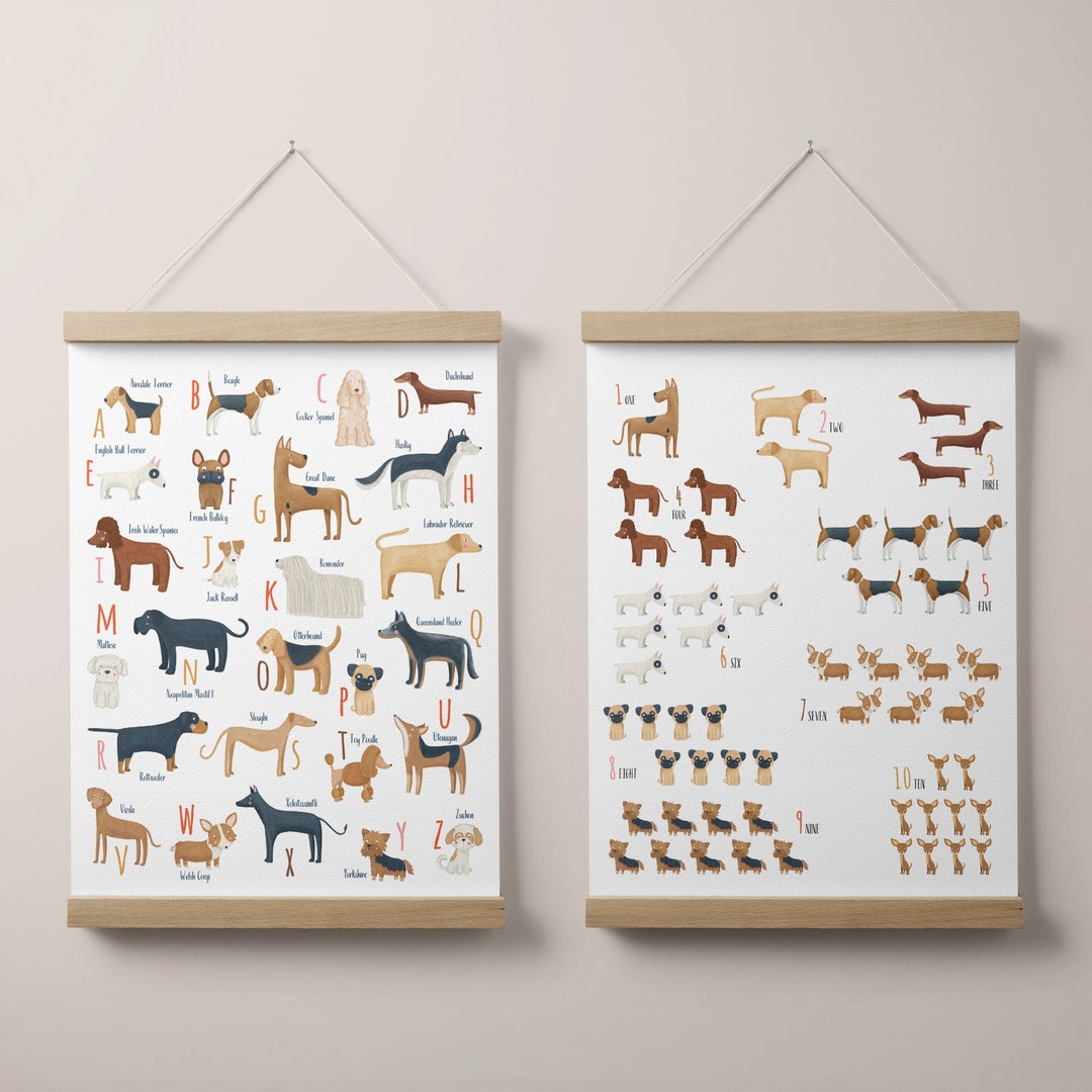 Dogs Alphabet and numbers set for a Dog lover, dog alphabet printable ...