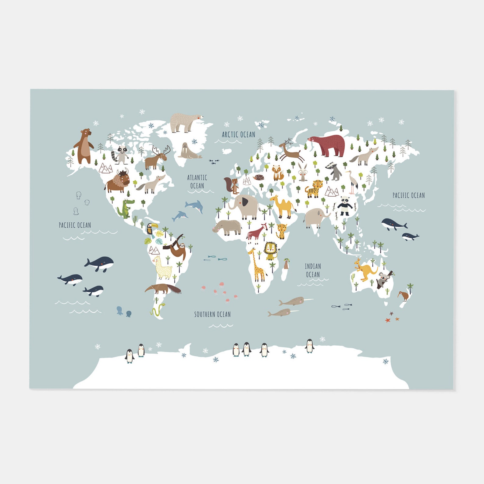 Printable Animal World Map, World Map Poster, Children Map Printable ...