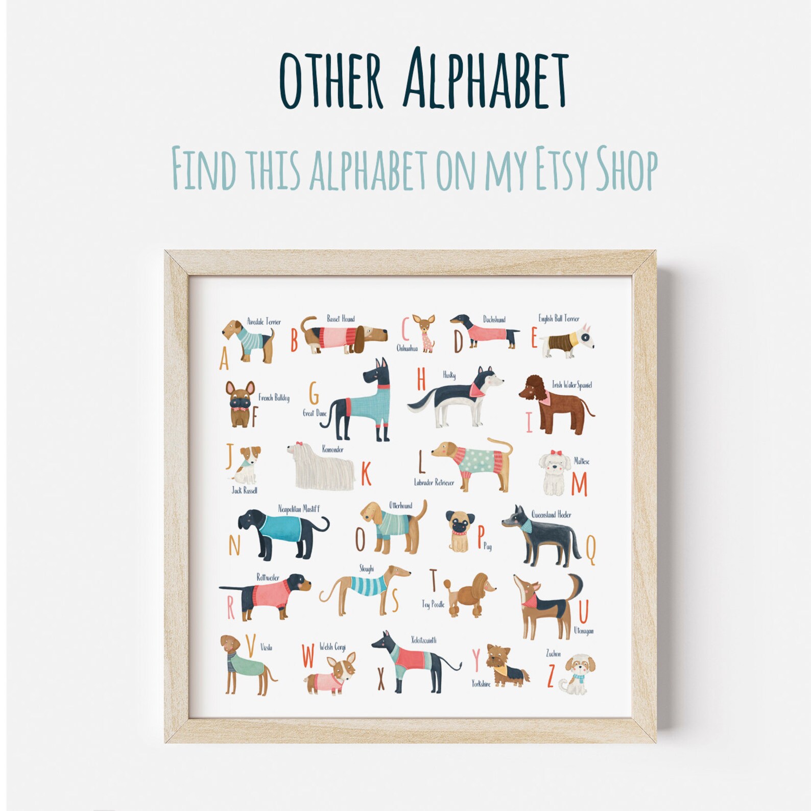 Personalized Printable Dogs Alphabet for Dog Lovers, Dog Alphabet ...