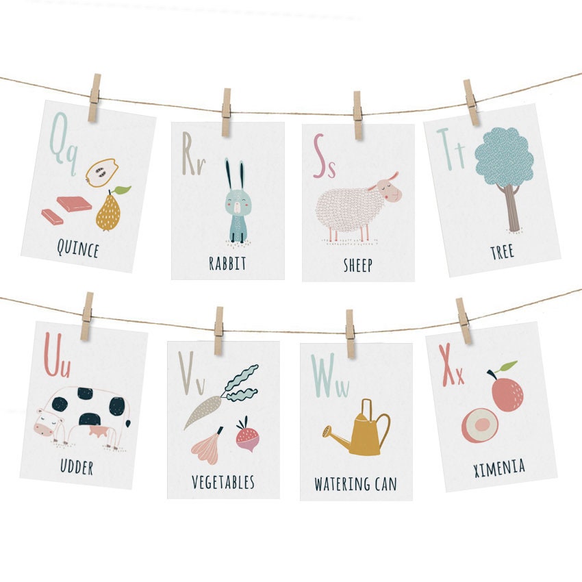 Farm Alphabet Cards Educational Alphabet Flash Cards | Etsy