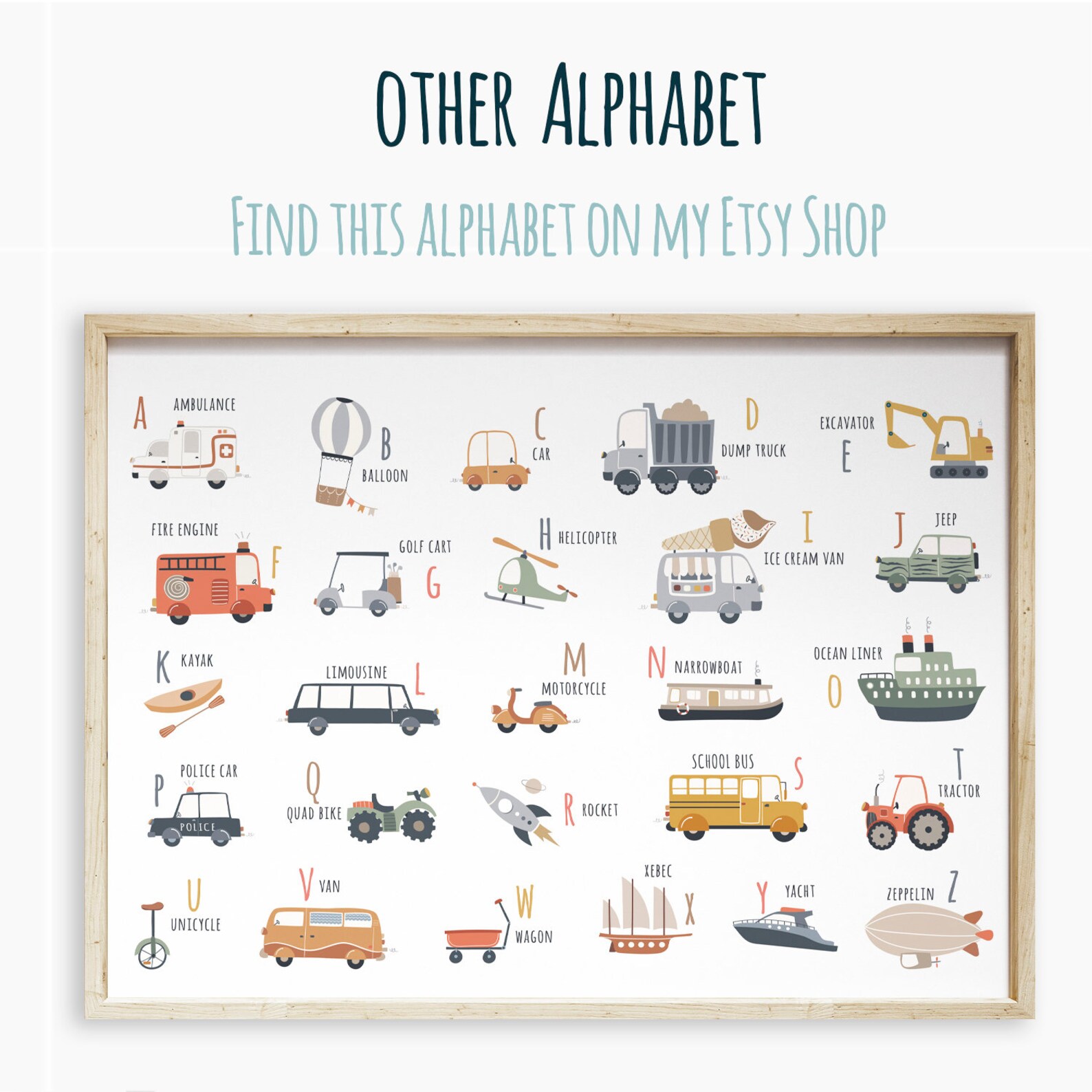 Transportation Alphabet and Numbers Set, Transport Alphabet Print Set ...