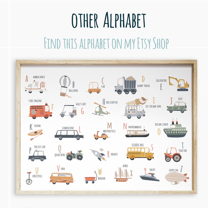 Transportation Alphabet and Numbers Set, Transport Alphabet Print Set ...