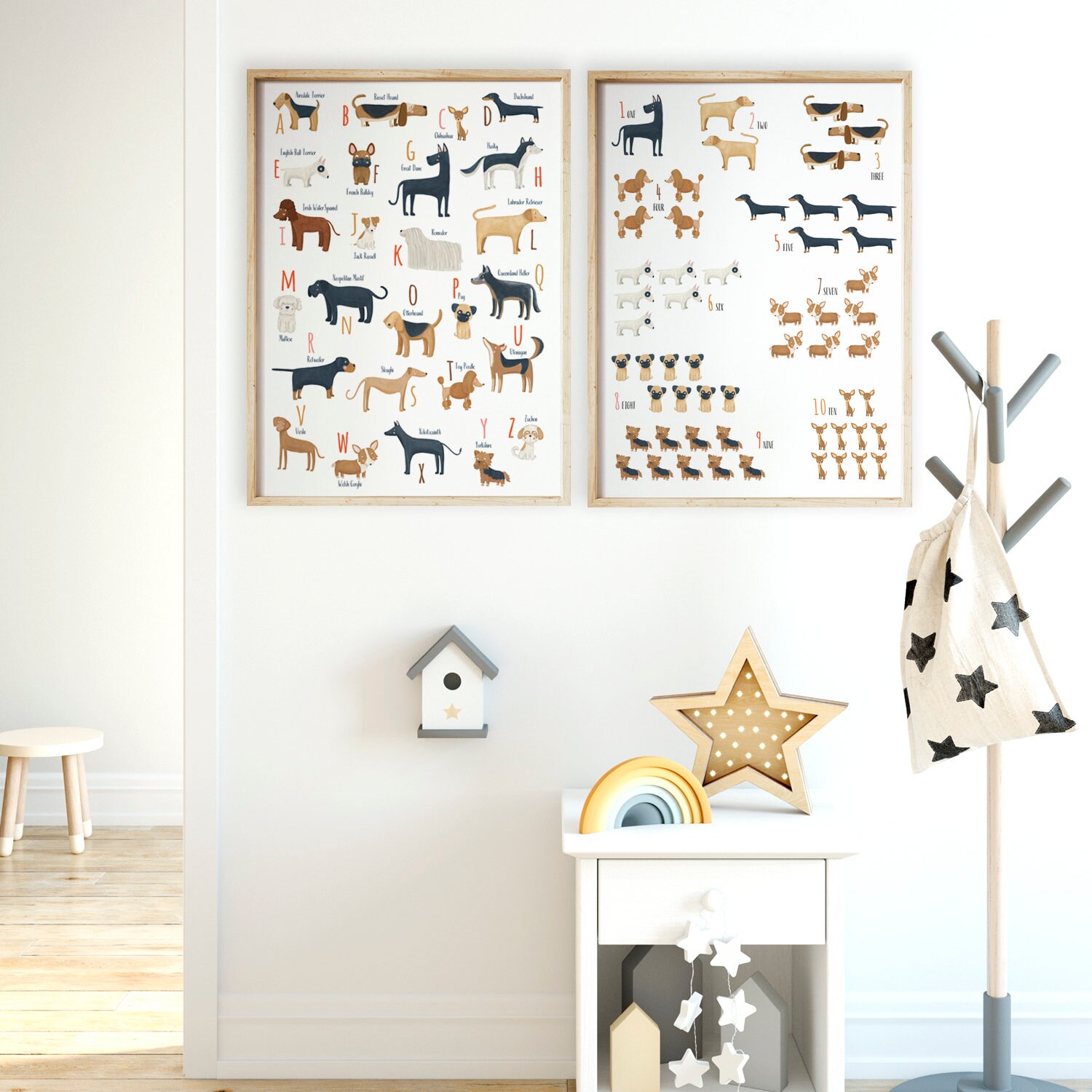 Printable Set ABC and Numbers Dogs Breeds Dogs Alphabet for a - Etsy Canada