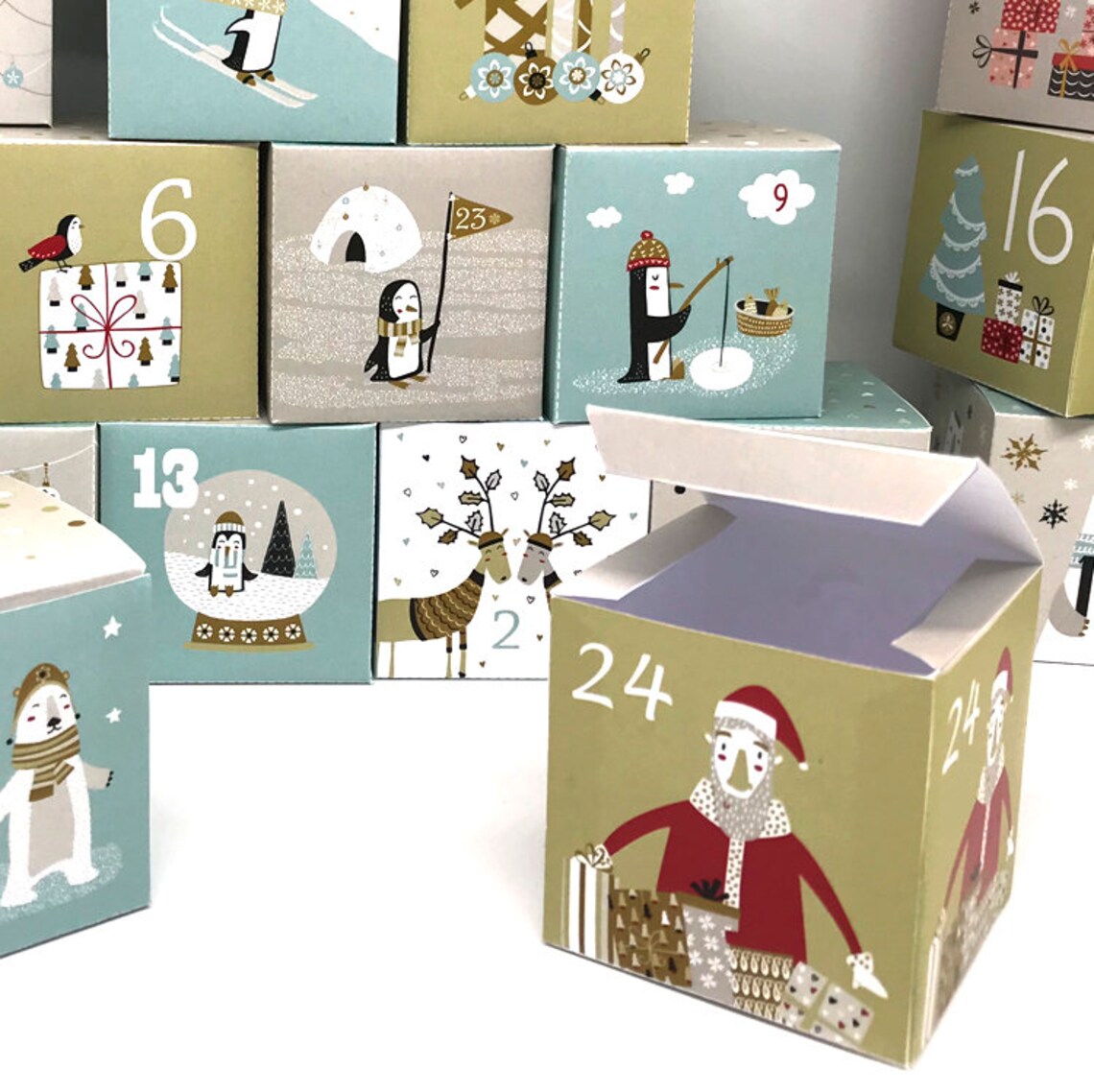 25x25 Inch Cute Advent Printable Boxes for Kids Christmas | Etsy