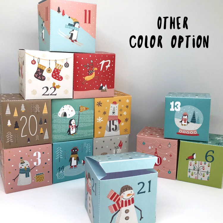 25x25 Inch Cute Advent Printable Boxes for Kids Christmas - Etsy