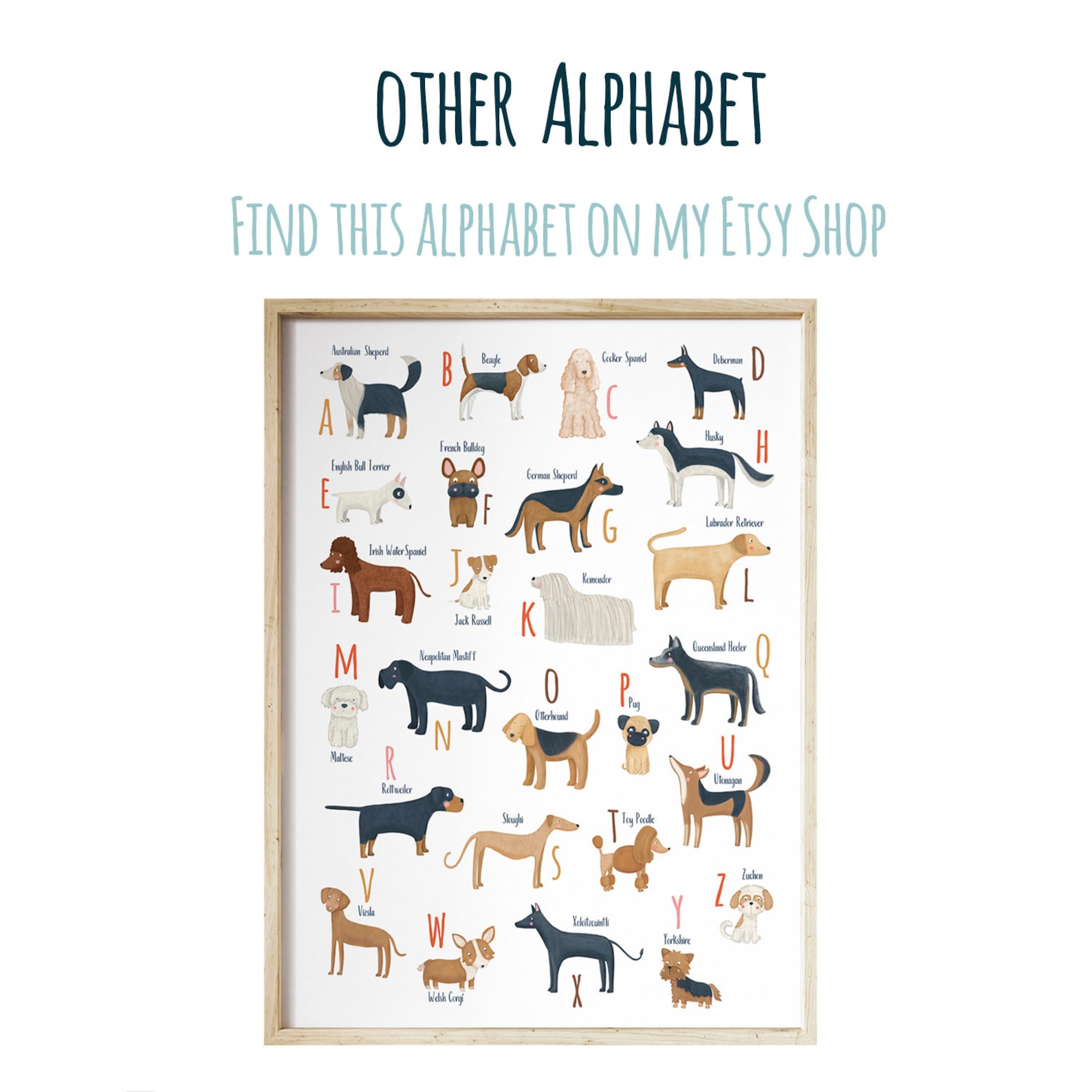 Personalized Printable Dogs Alphabet for Dog Lovers, Dog Alphabet ...