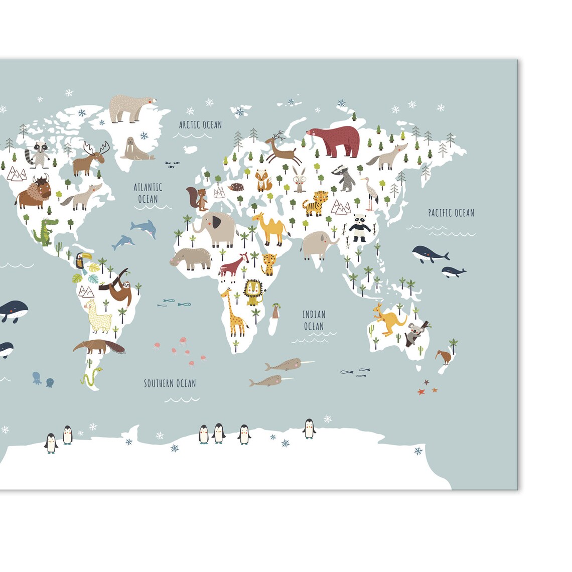 Printable Animal World Map World Map Poster Children Map | Etsy