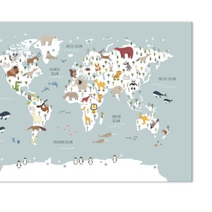 Printable Animal World Map, World Map Poster, Children Map Printable ...