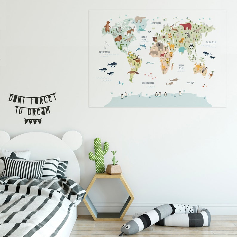 Colorful Animal World Map Printable Educational Map Animal - Etsy