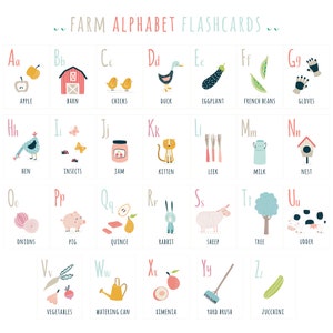 Farm Alphabet Cards, Educational Alphabet Flash Cards, Preschool ...