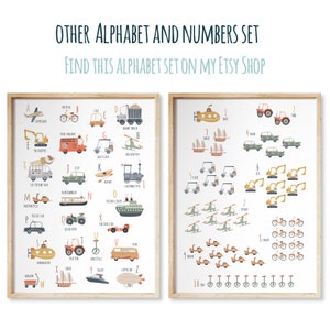 Transportation Alphabet and Numbers Set, Transport Alphabet Print Set ...