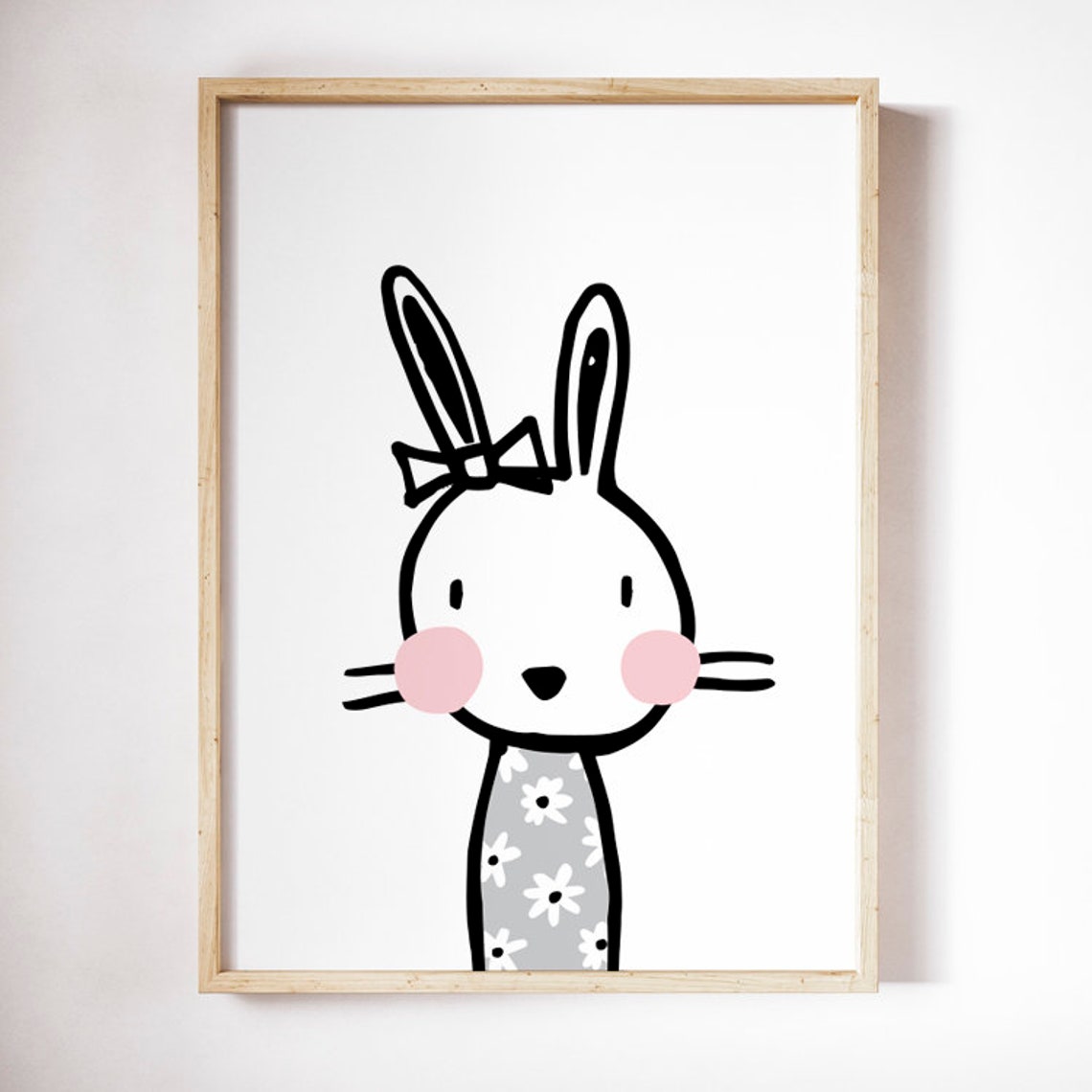 Rabbit Nursery Art Scandinavian Wall Art Nordic Poster | Etsy