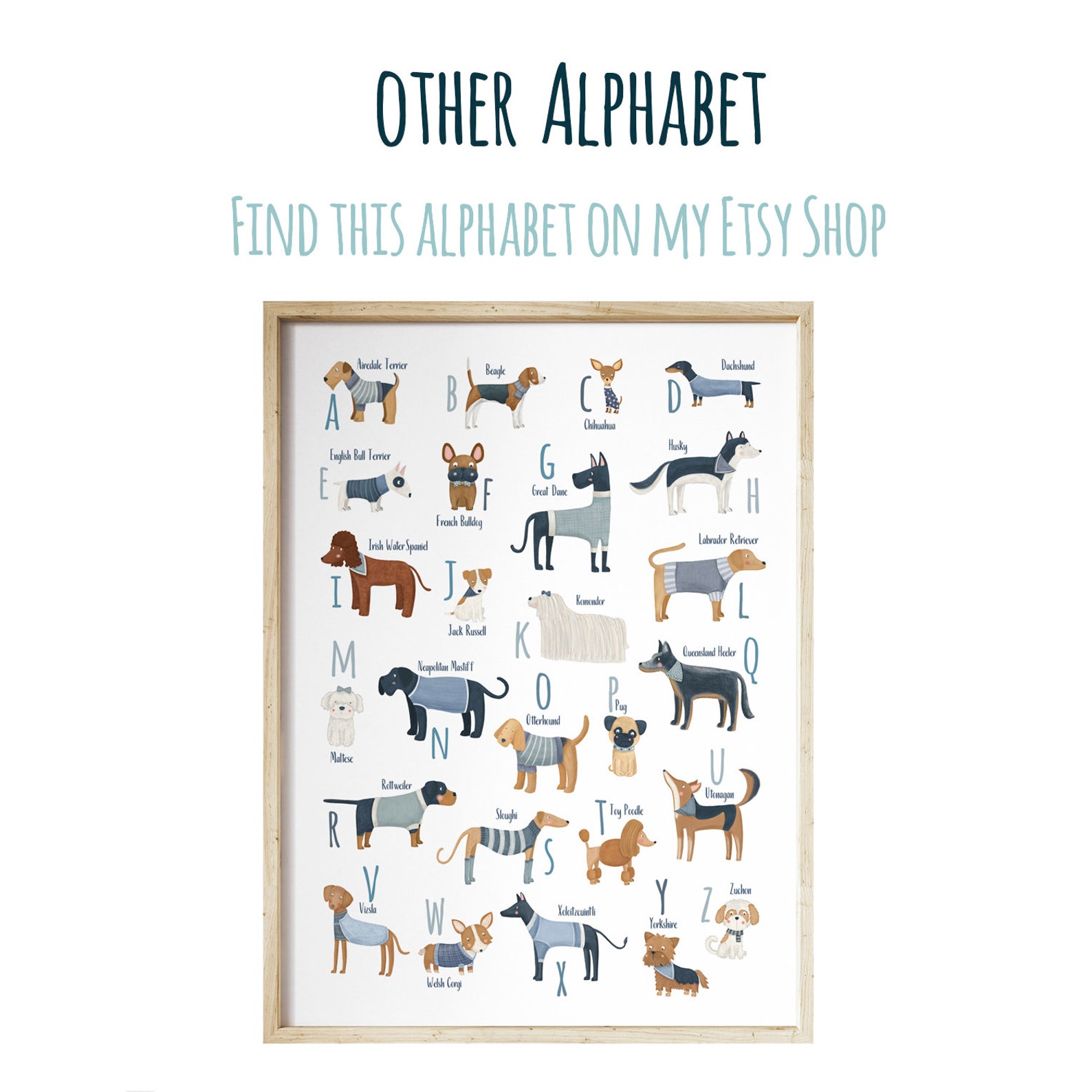 Personalized Printable Dogs Alphabet for Dog Lovers, Dog Alphabet ...
