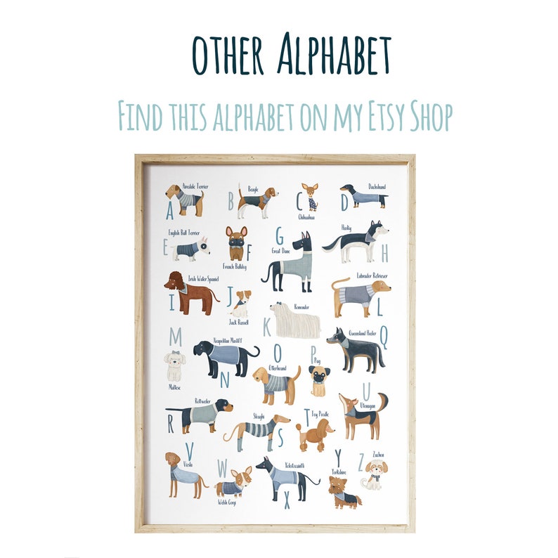 Personalized Dog Breeds Alphabet Poster, Dog Lover Gift (printable PDF ...