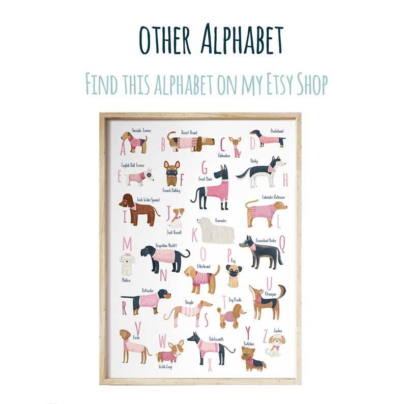 Personalized Dog Breeds Alphabet Poster, Dog Lover Gift (printable PDF ...