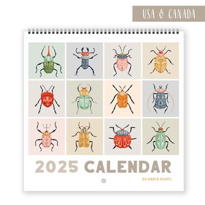 Square Wall Calendar With 12 Bold Beetle Illustration, 2024-2025 ...