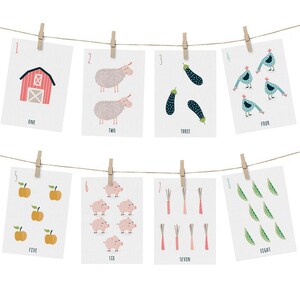 Farm Numbers Flash Cards, Animals Numbers Wall Cards, English ...
