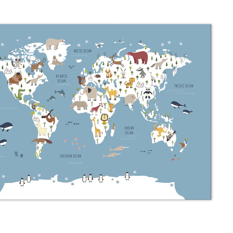 Colorful Countries of the World Map Printable Kids World Map | Etsy