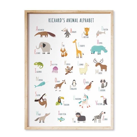 Custom Printable Animal Alphabet Printable Personalized - Etsy