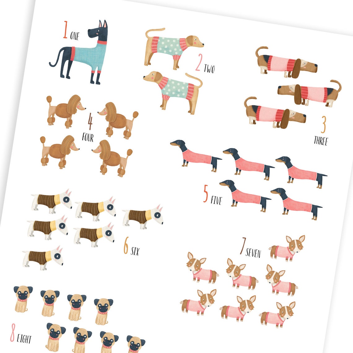 Dogs Alphabet and Numbers Set for Dog Lovers Dog Alphabet | Etsy