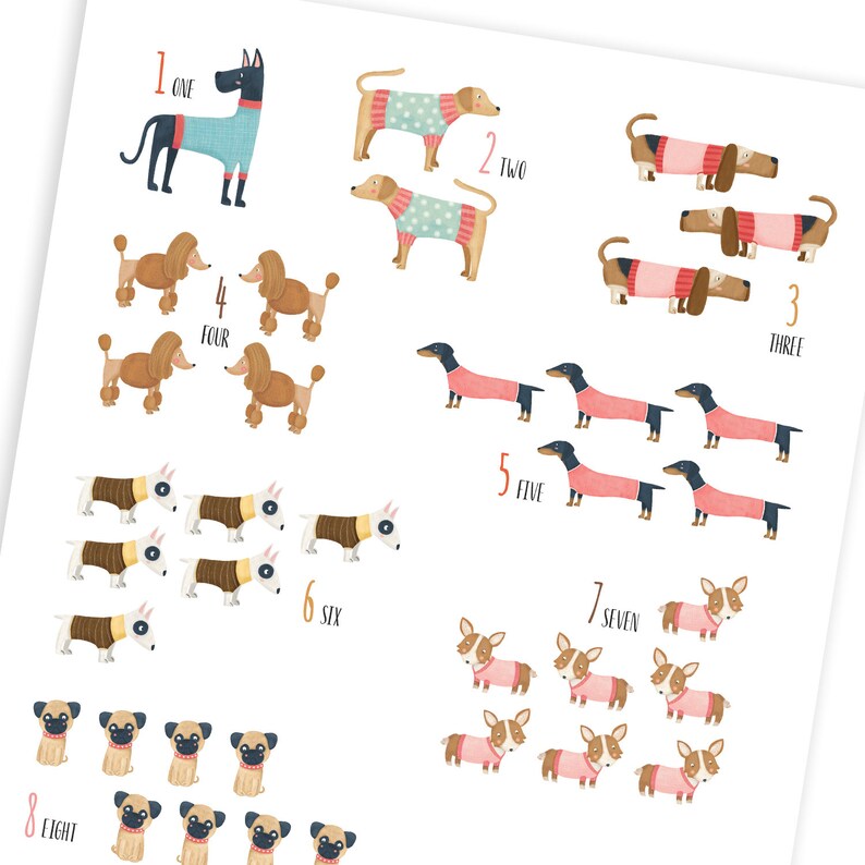 Dogs Alphabet and Numbers Set for Dog Lovers Dog Alphabet | Etsy