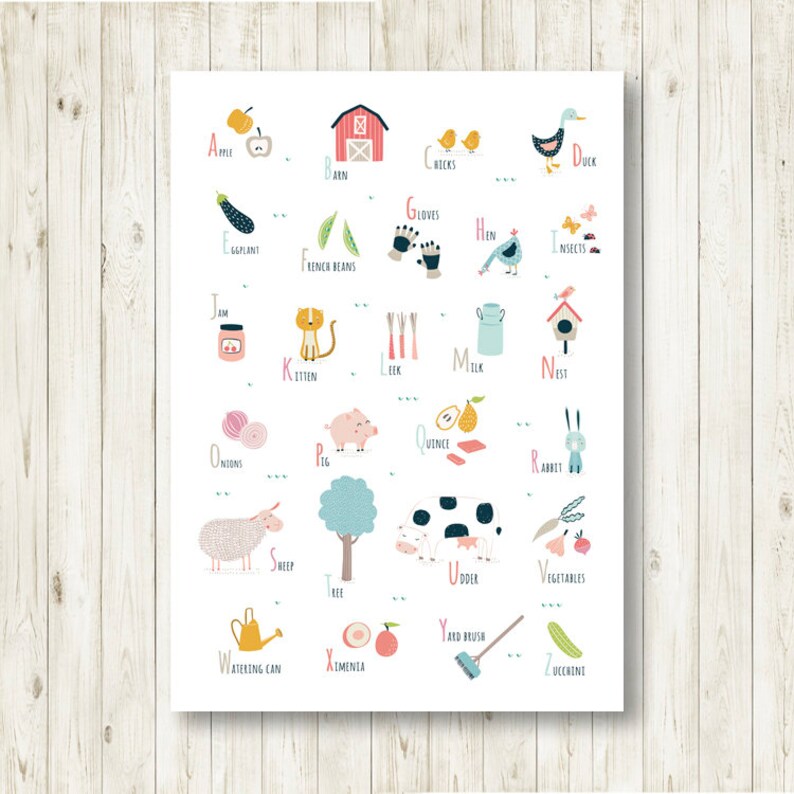 Farm Alphabet Print Alphabet Digital Poster Farm Theme - Etsy
