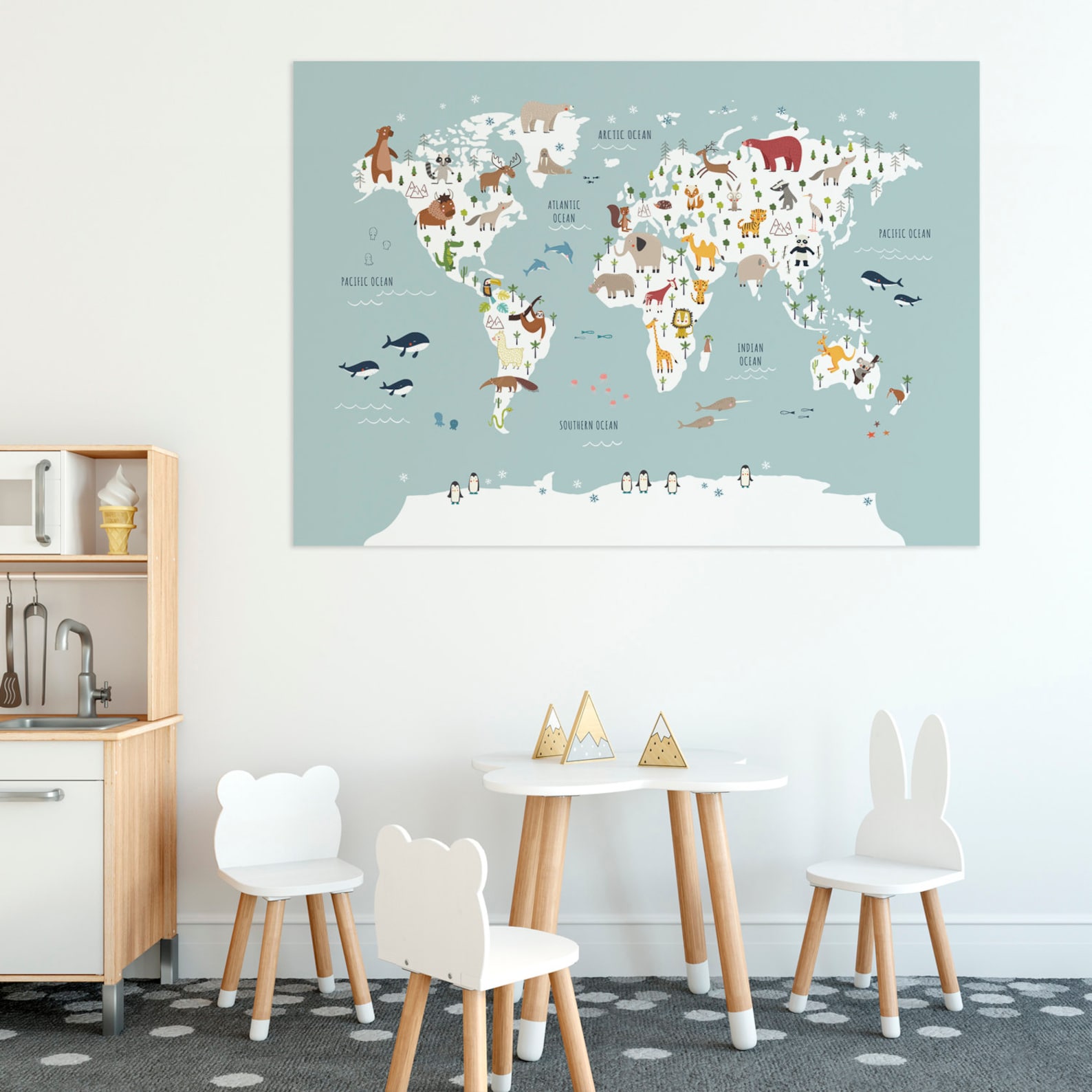 Printable Animal World Map World Map Poster Children Map | Etsy