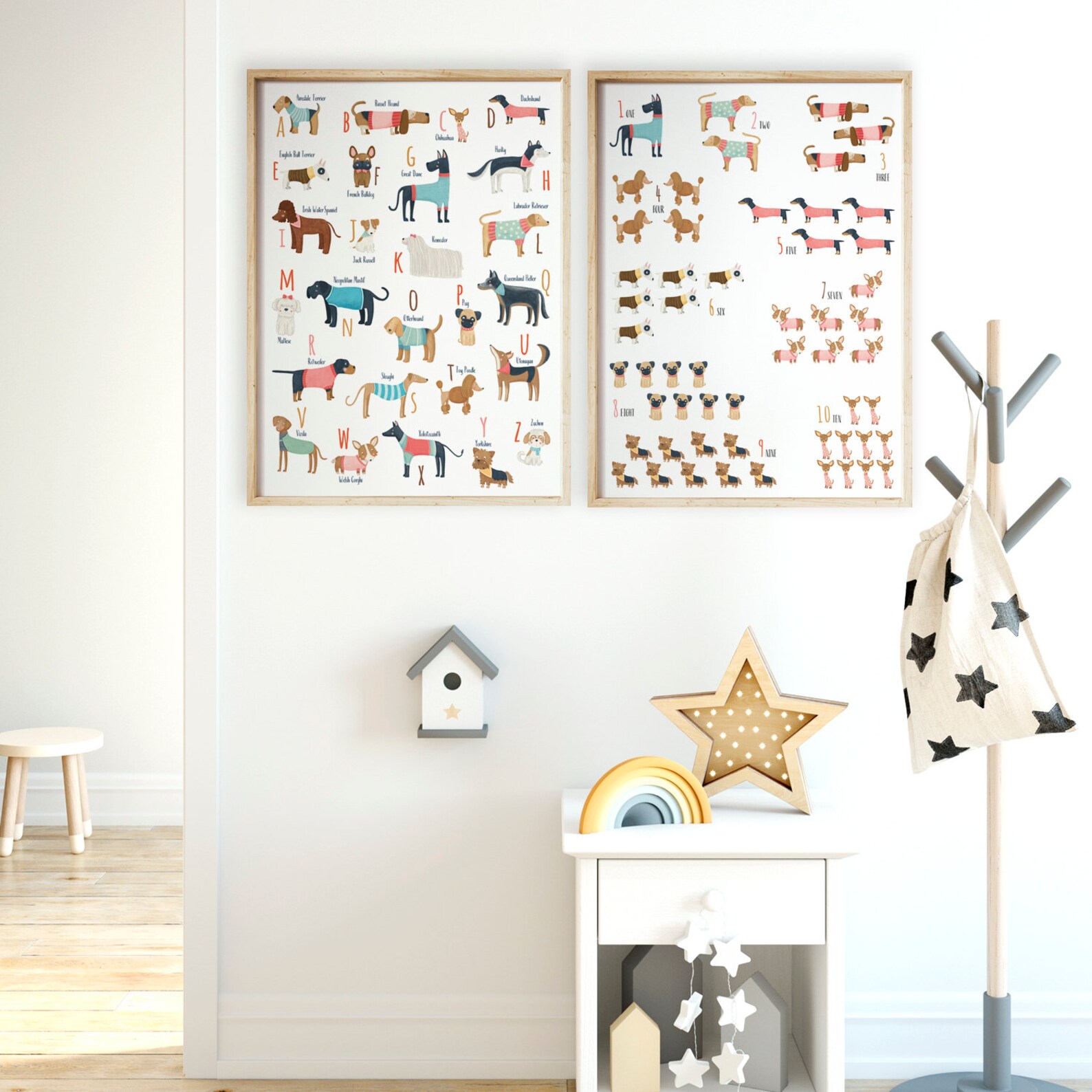 Printable Dogs Alphabet and Numbers Set for a Dog Lover Dog | Etsy