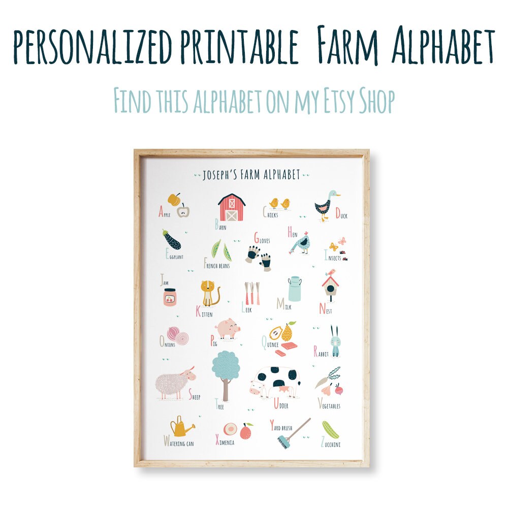 Farm Alphabet Cards Educational Alphabet Flash Cards | Etsy