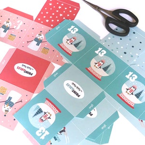 Printable Advent Calendar Boxes, Christmas Countdown Gift Boxes for ...