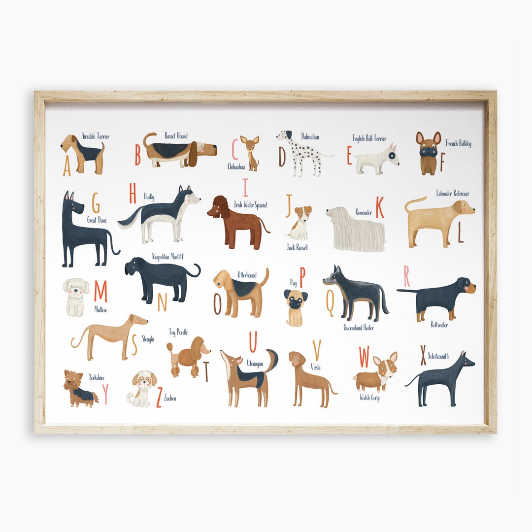 Rectangular Printable Dogs Alphabet for Dogs Lovers, Dalmatian, Basset ...