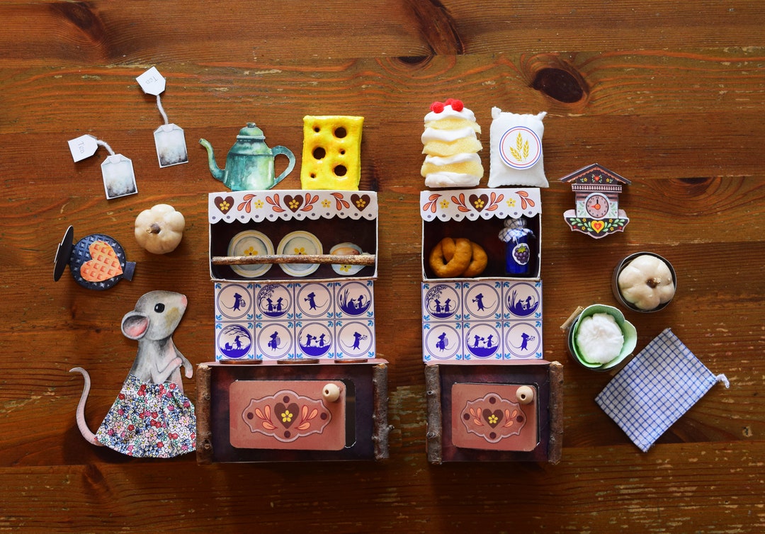 Mouse House Kitchen Furniture, Oven, Cupboard, Kitchen Shelves and Food ...