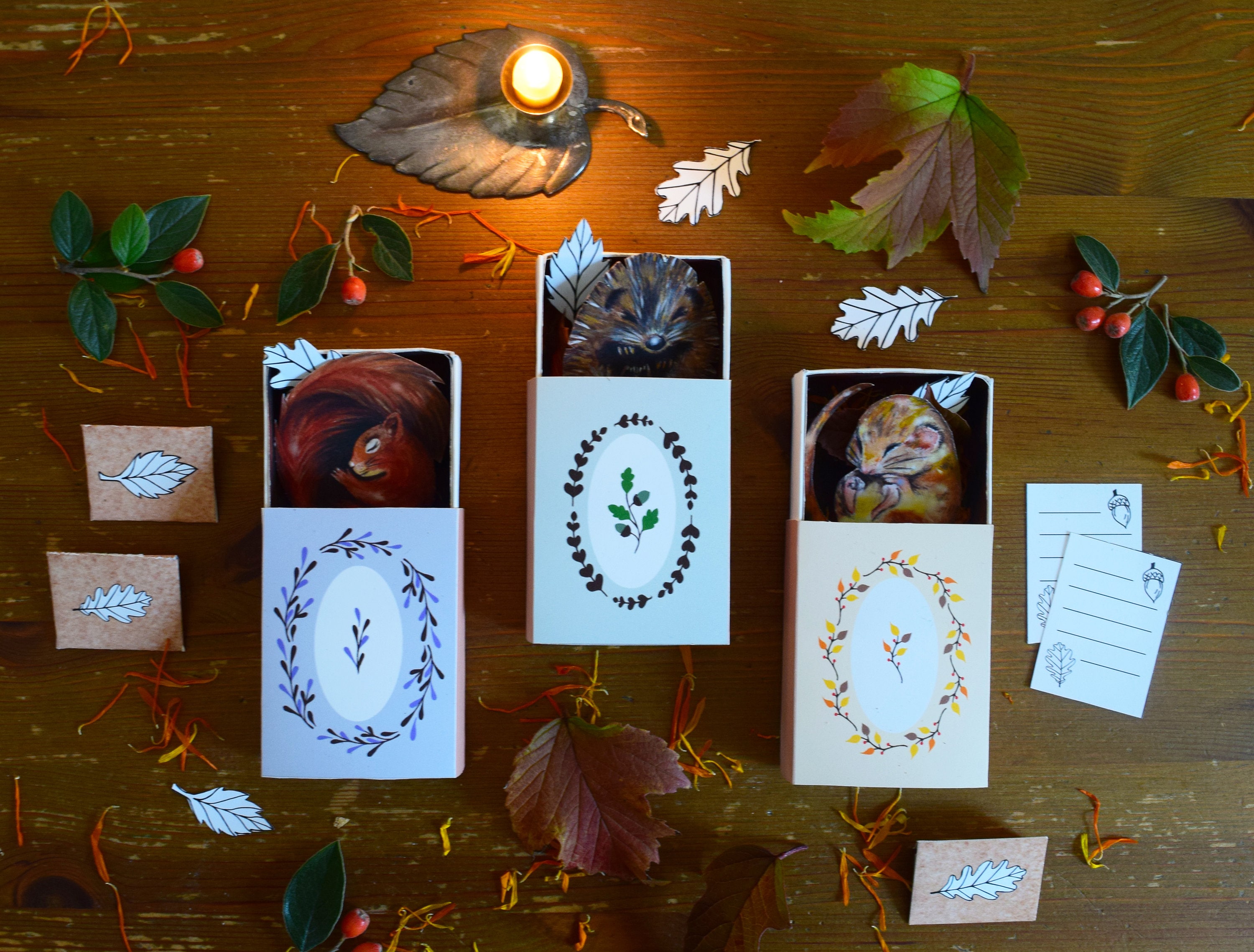 Winter Nap Play Set Autumn Play Nature Table, Autumn Gift Plus Card - Etsy