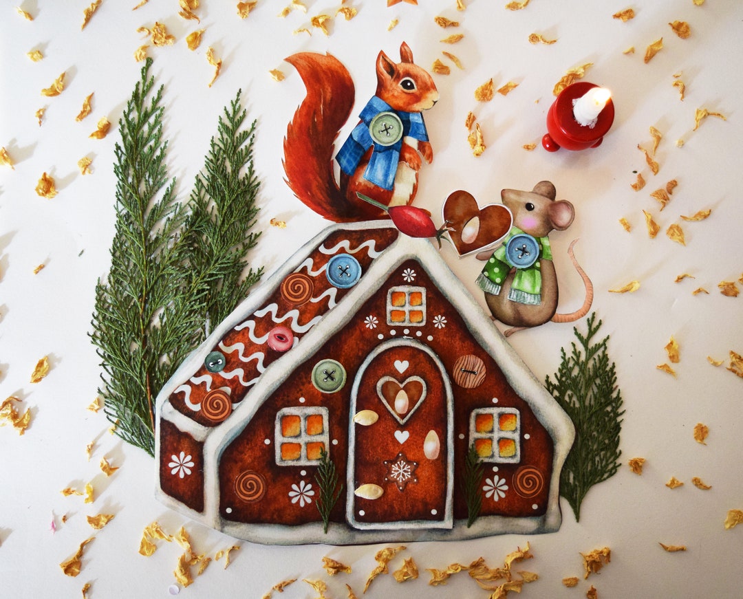 Christmas in the Forest, Gingerbread House, Animals, Christmas ...