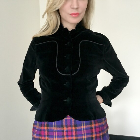 Vintage 60s Victorian Black Velvet Jacket - Gem