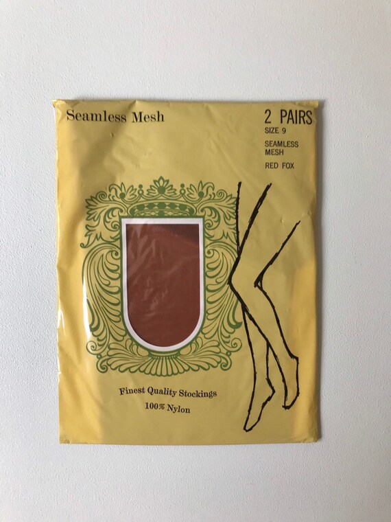 Vintage 50s Nylon Thigh High Stockings Red Fox Nos Mu Gem