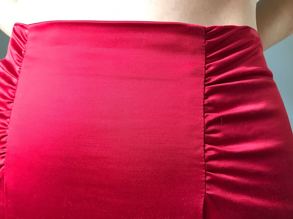 Siren Red Satin Pencil Skirt - Etsy