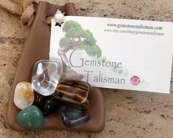 Power Talisman Natural Gemstone Crystals in a Leather Pouch | Etsy