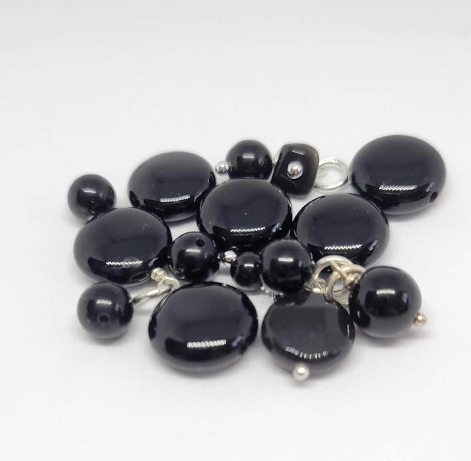 Tiny Obsidian Charm Wrapped in Sterling Silver Aka Dragon - Etsy