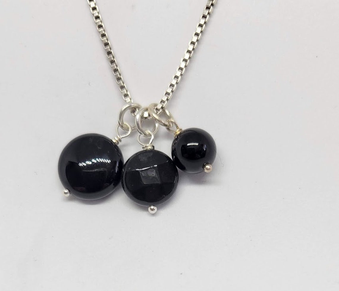 Tiny Obsidian Charm Wrapped in Sterling Silver Aka Dragon - Etsy