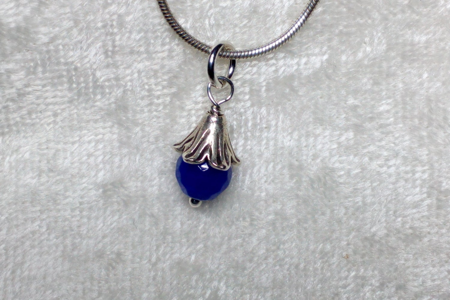 Sapphire and Fine Silver Flower Charm - Etsy