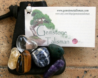 Power Talisman Natural Gemstone Crystals in a Leather Pouch | Etsy