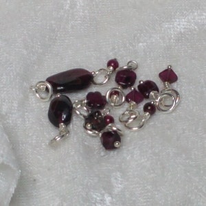 Tiny Garnet Charms Wrapped in Sterling Silver January | Etsy