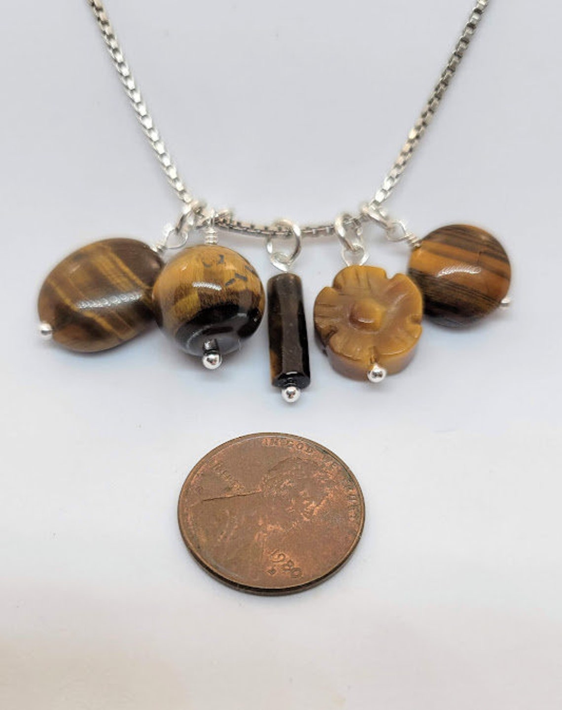 Sterling Silver Wrapped Tiger's Eye Charm - Etsy