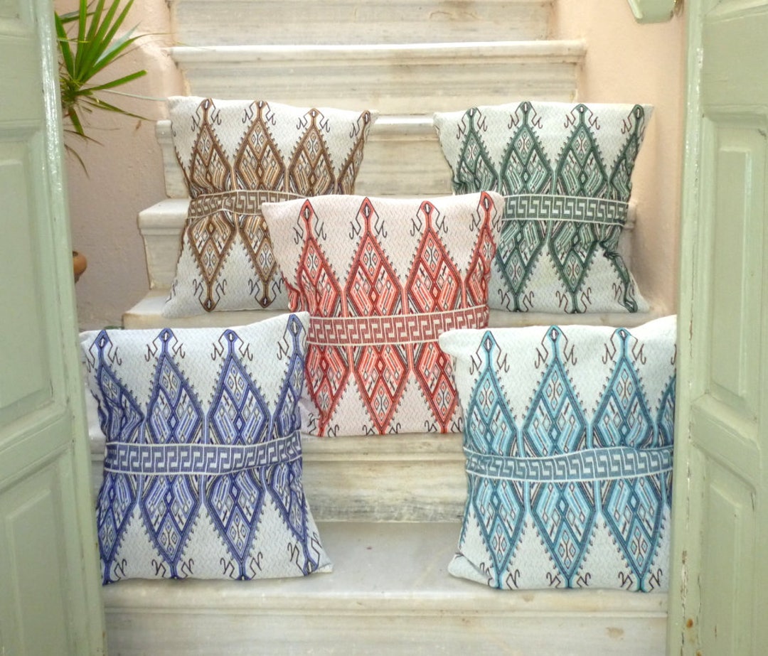 Traditional Woven Cushion Cover-geometrical Greek Design-cotton ...